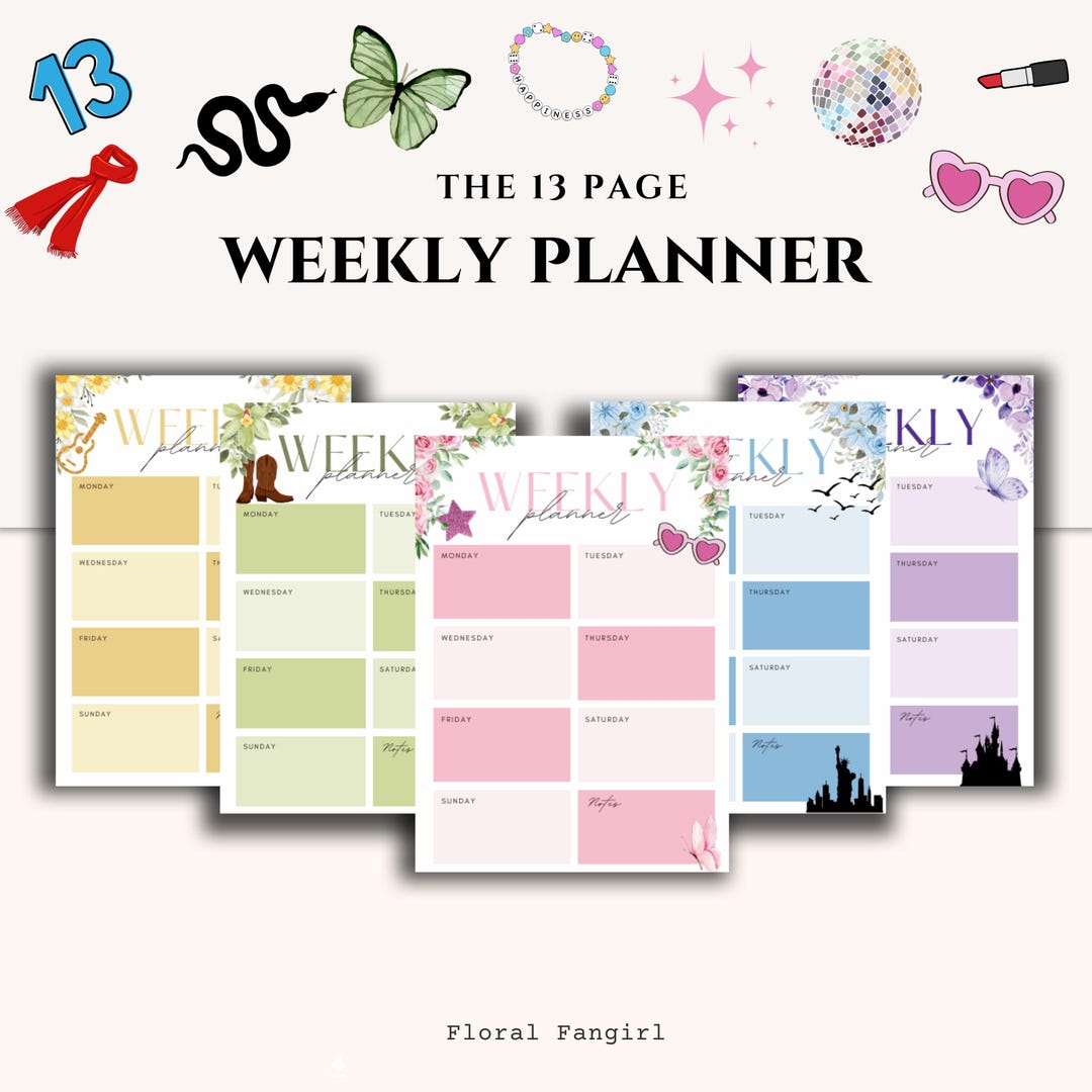 Weekly Eras Inspired Digital Swiftie Planner Printable Layouts Undated ...