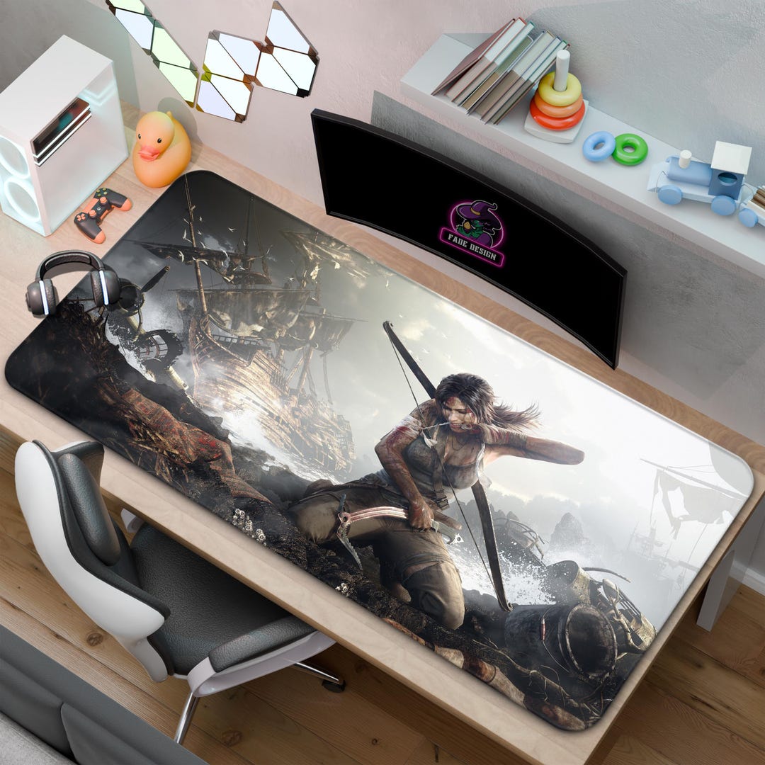 Tomb Raider Desk Mat | Lara Croft Mouse Pad | Desk Decor Gift for ...