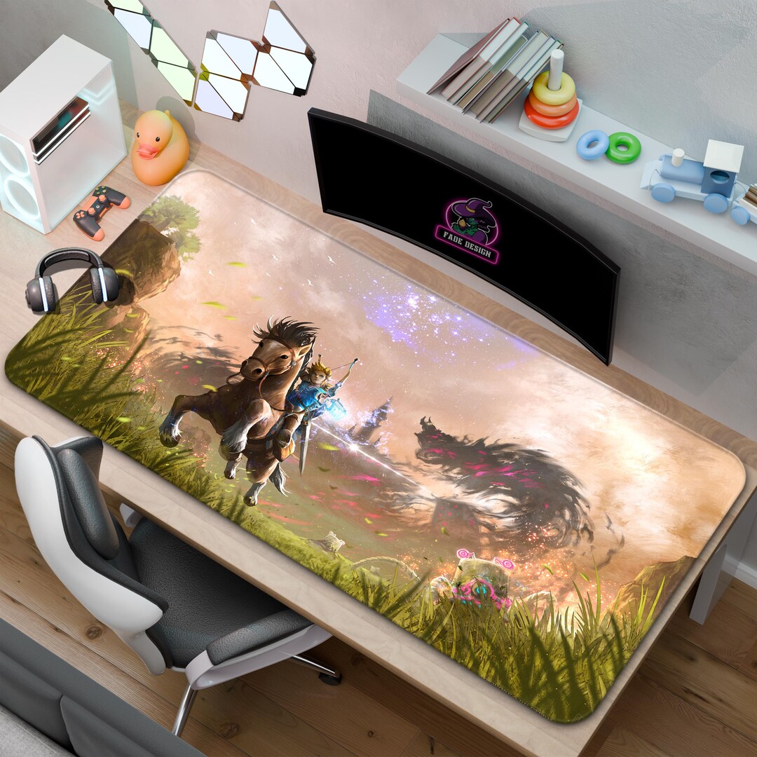 Zelda Breath of the Wilds Desk Mat | Link and Epona Battle Mouse Pad ...
