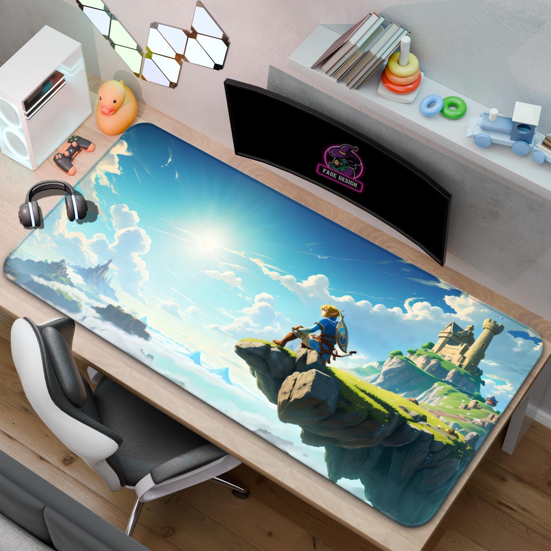 The Legend of Zelda Link Desk Mat | Hyrule Landscape Mouse Pad | Desk ...