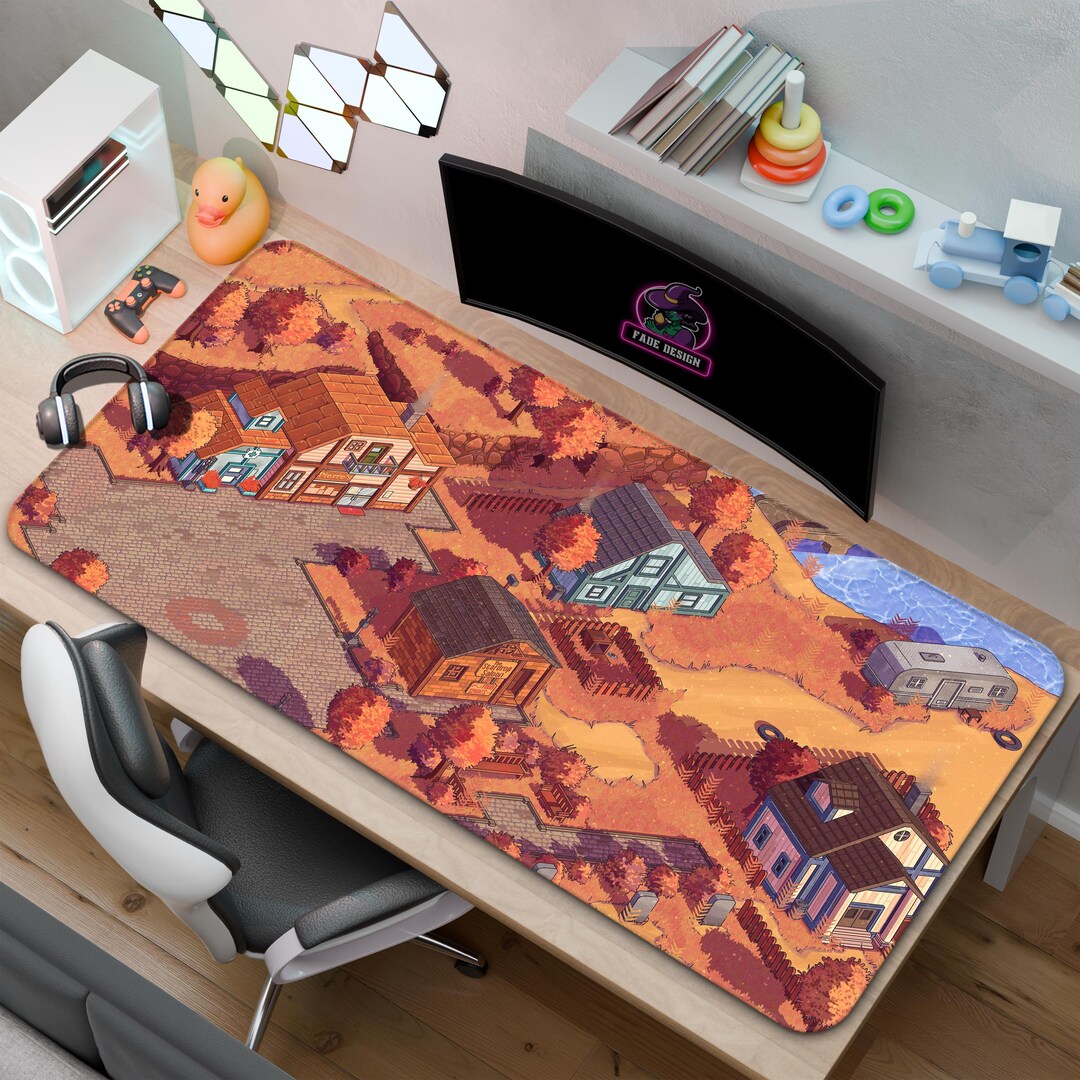Stardew Valley Farm Houses Desk Mat | Pelican Town Mouse Pad | Desk ...
