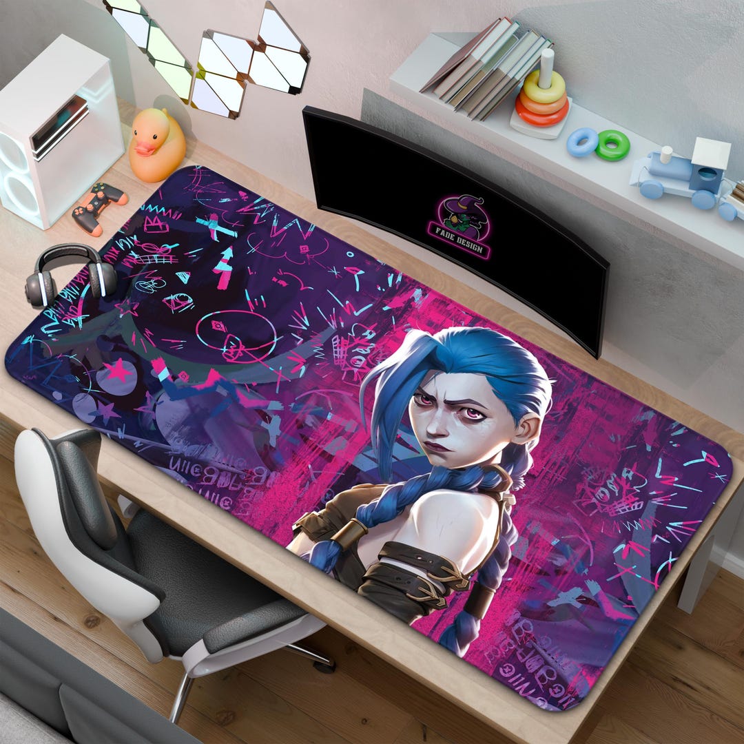 Jinx Graffiti Desk Mat | Arcane Mouse Pad | Gamer Room Gift for Desk ...