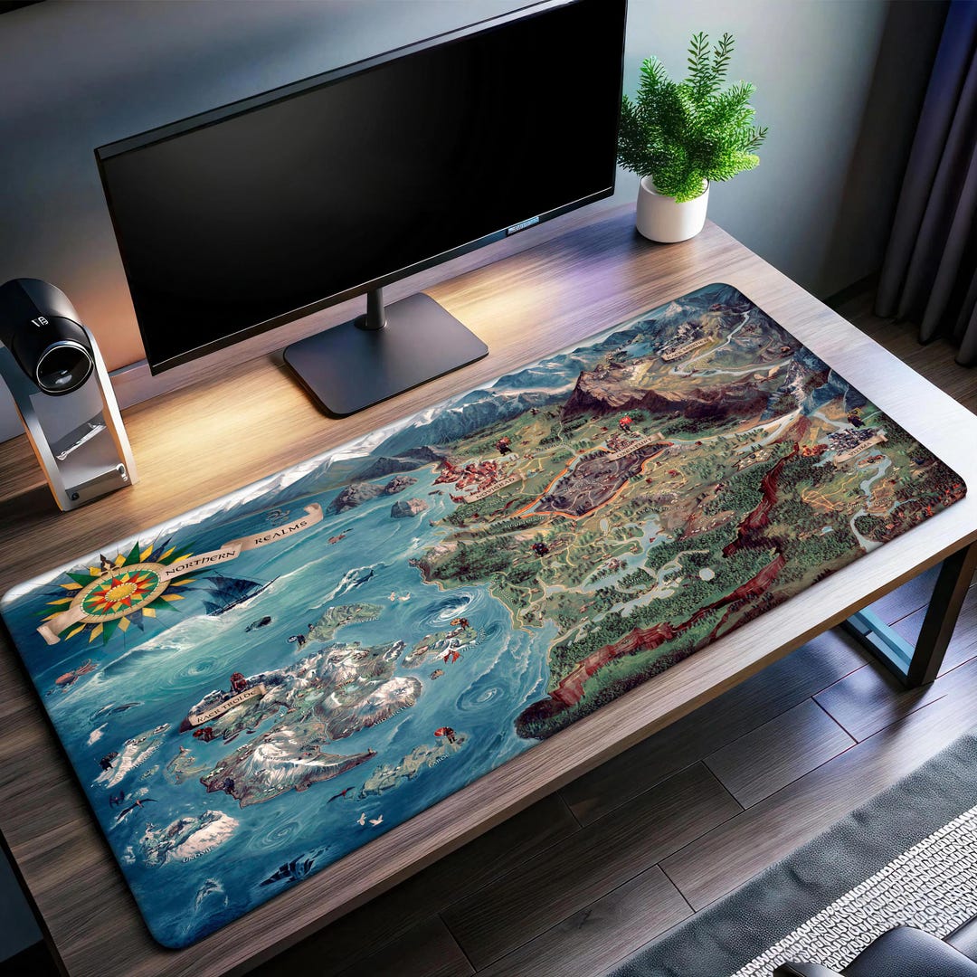 The Witcher 3 Wild Hunt Map Desk Mat | Northern Realms Mouse Pad ...