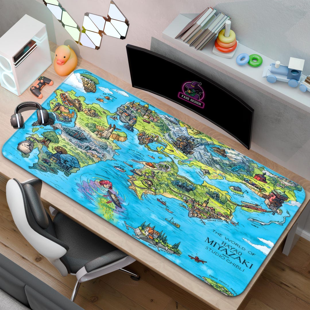 Studio Ghibli Map Desk Mat | the World of Hayao Miyazaki Mouse Pad ...