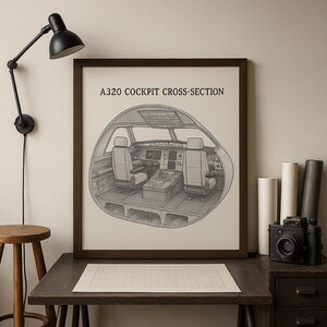 A320 Cockpit Cross-section | Aviation Wall Art | Technical Aircraft ...