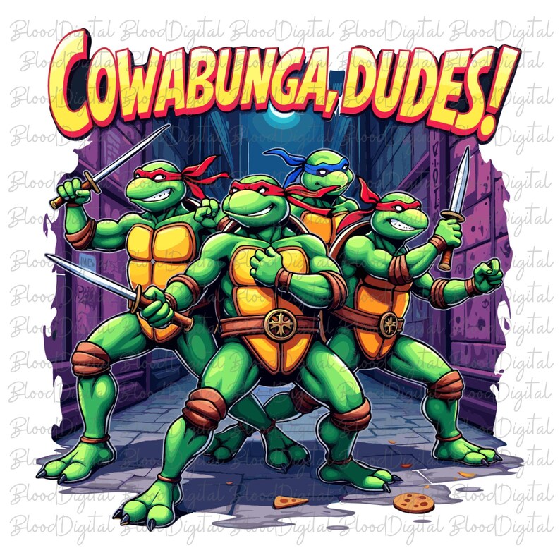 Cowabunga Dudes – Ninja Turtles Digital PNG – Funny Cartoon Mutant ...