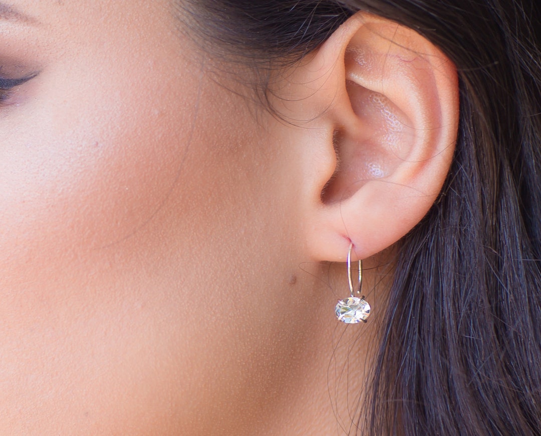 Sterling Silver Sleeper Earrings: Swarovski Crystal Huggies - Etsy