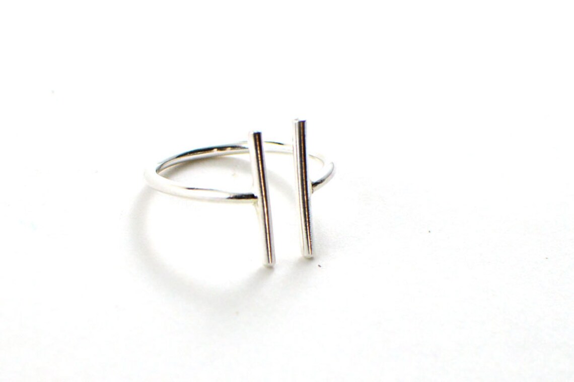 Gold Bar Ring Adjustable Bar Ring Minimalist Ring Double - Etsy