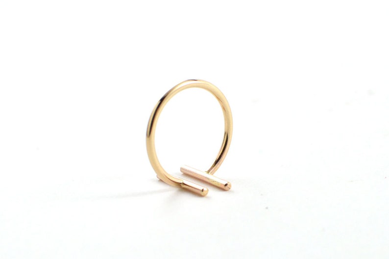 Gold Bar Ring Adjustable Bar Ring Minimalist Ring Double | Etsy