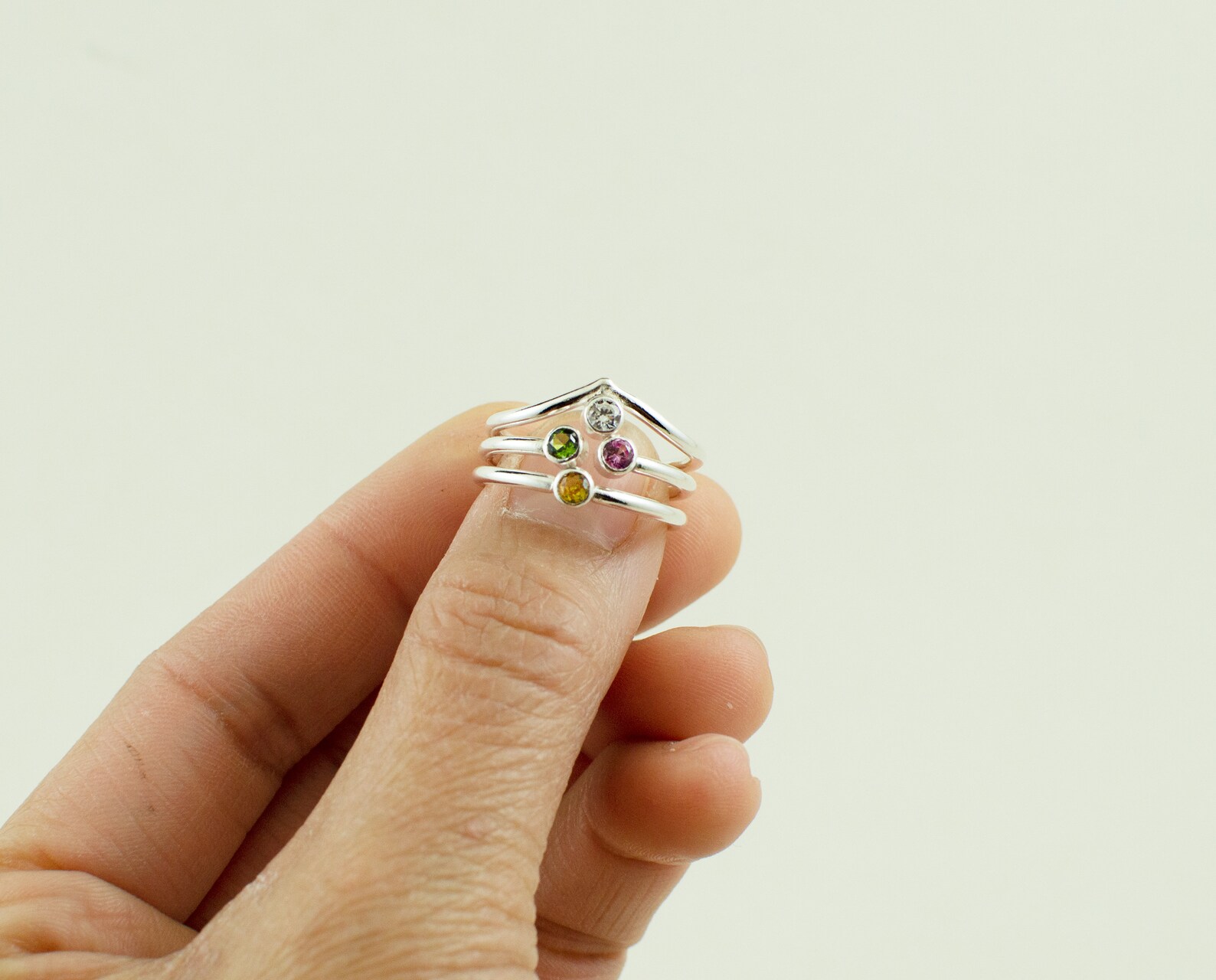 V Chevron ring birthstone ring stackable V ring mothers | Etsy