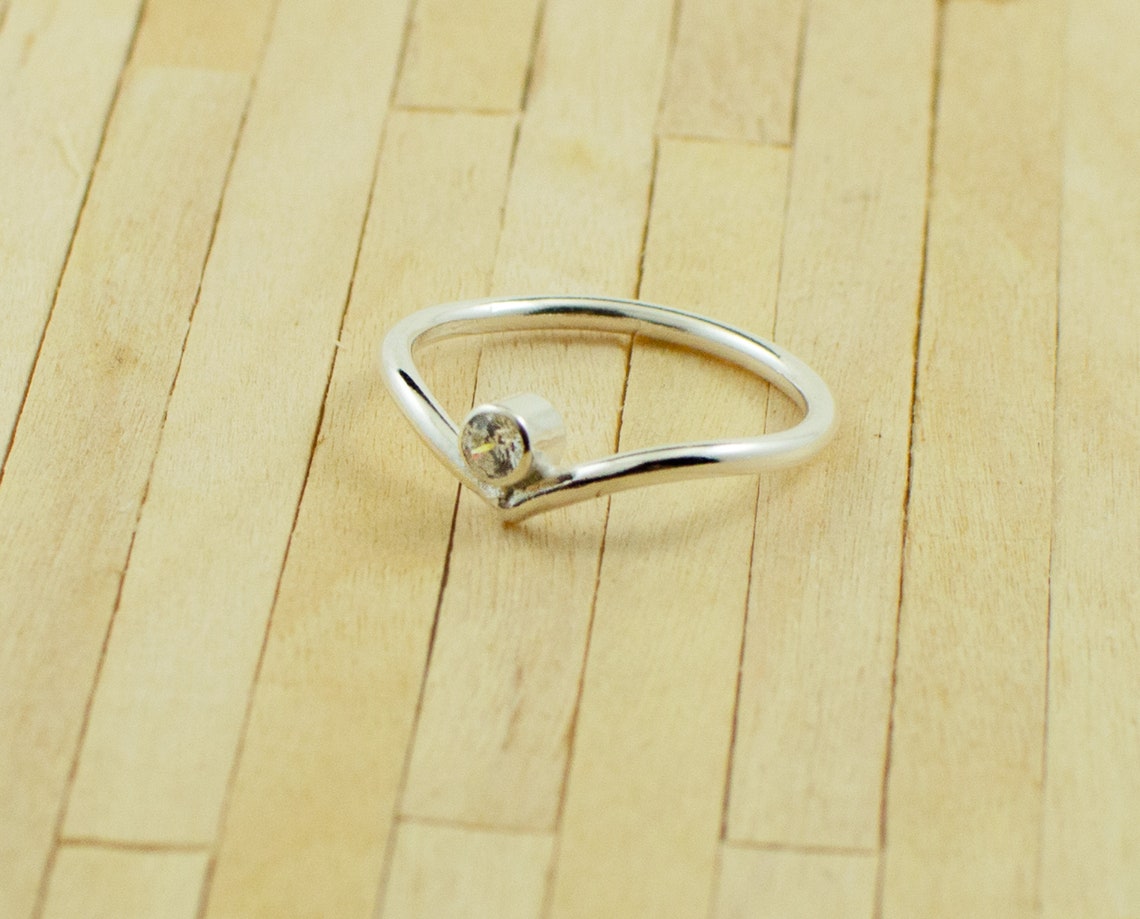 V Chevron ring birthstone ring stackable V ring mothers | Etsy