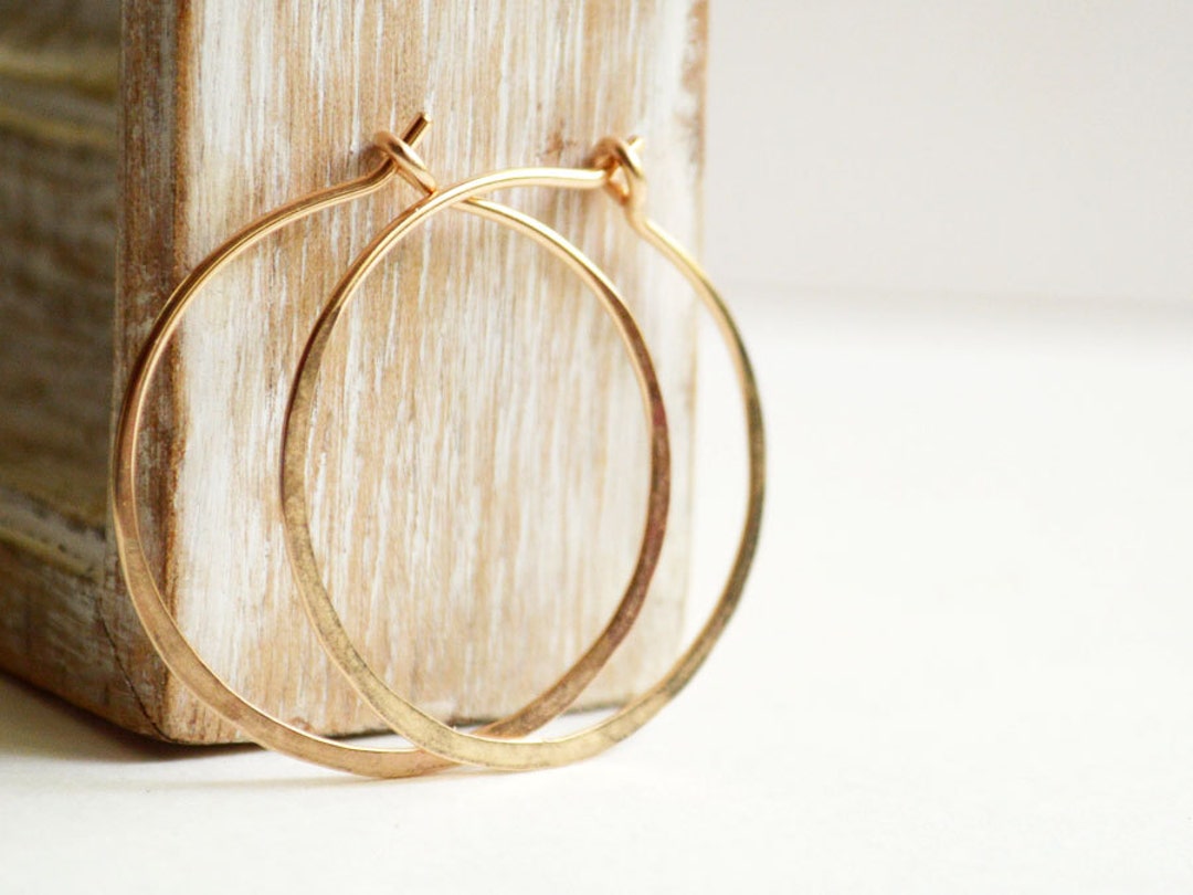 Simple Hoop Earrings - Gold Filled Hoops - 1 Inch Hoops Earrings - 14k ...