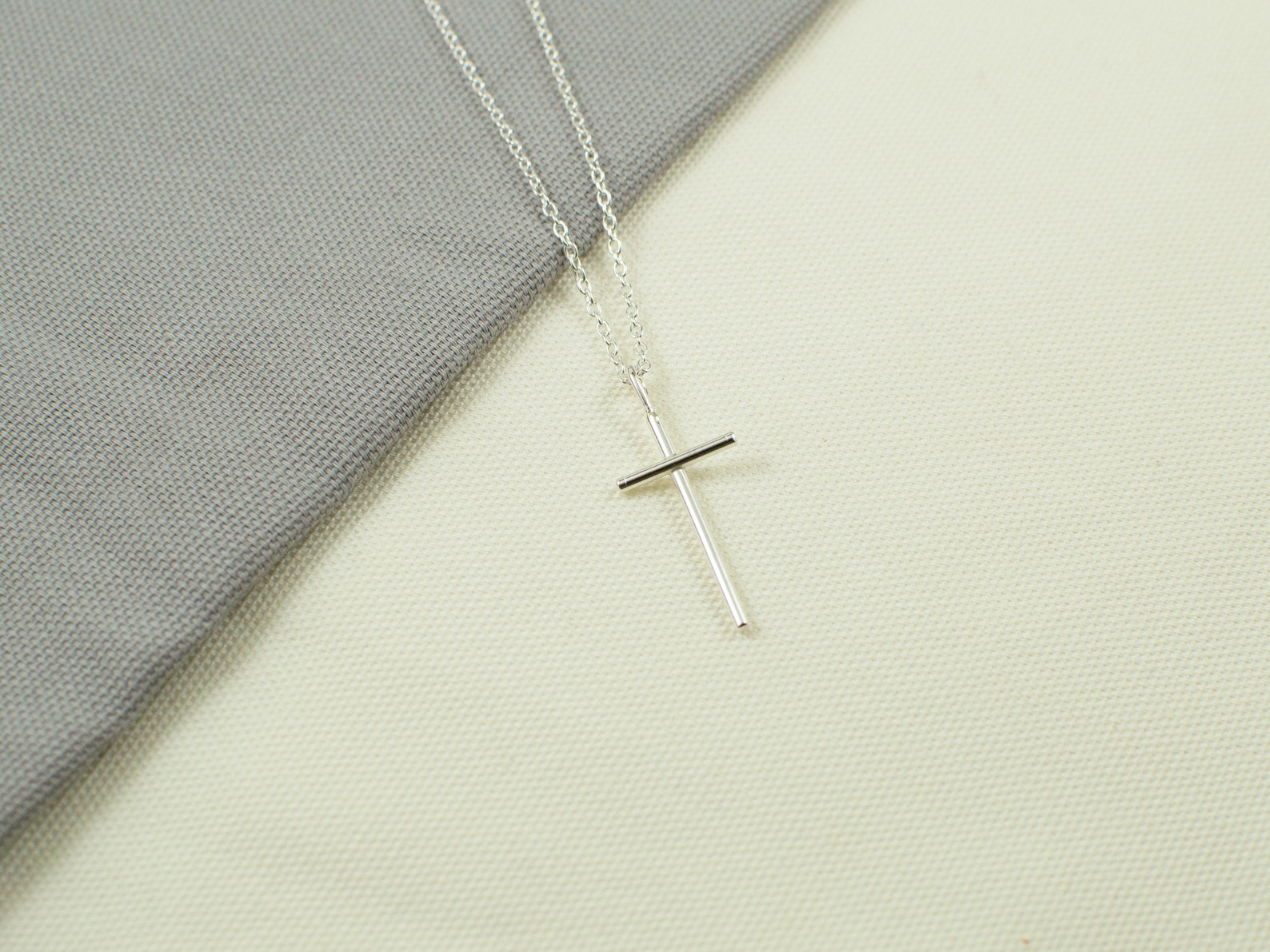 Silver Cross Necklace Skinny Cross Necklace Cross Pendant - Etsy