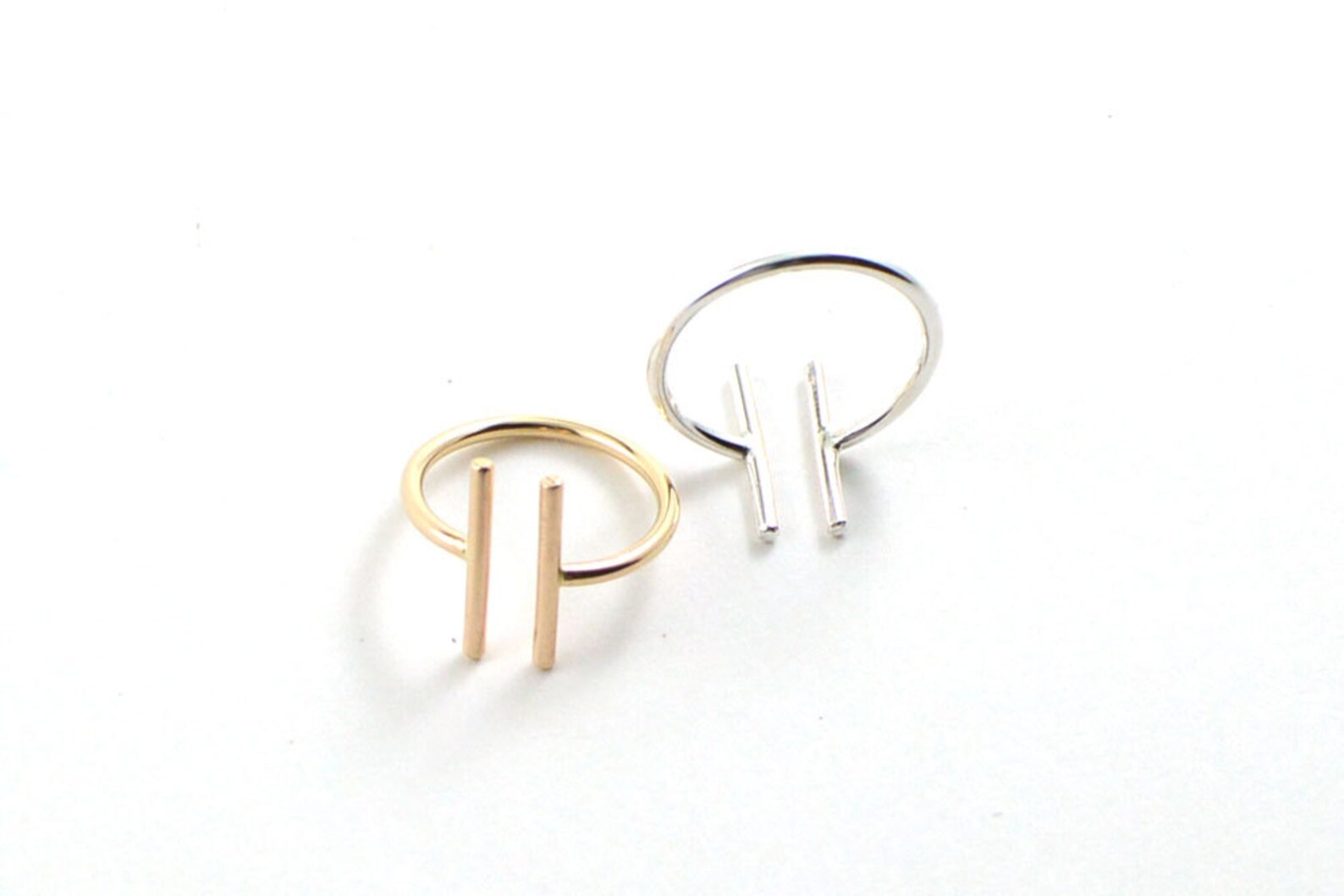 Gold Bar Ring Adjustable Bar Ring Minimalist Ring Double | Etsy