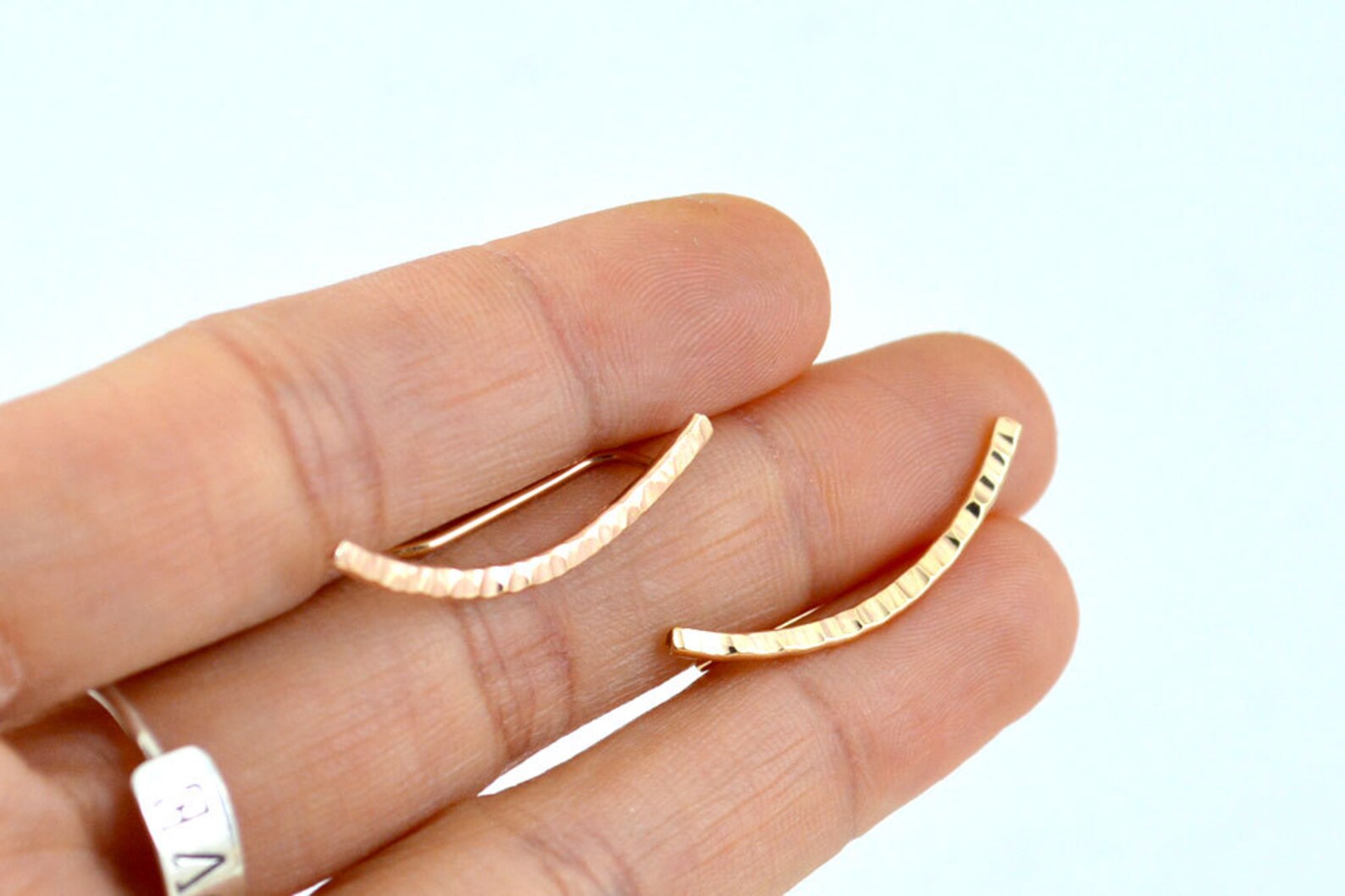 Gold Curved Ear Pins Ear Climbers Hammered Ear Cuffs - Etsy