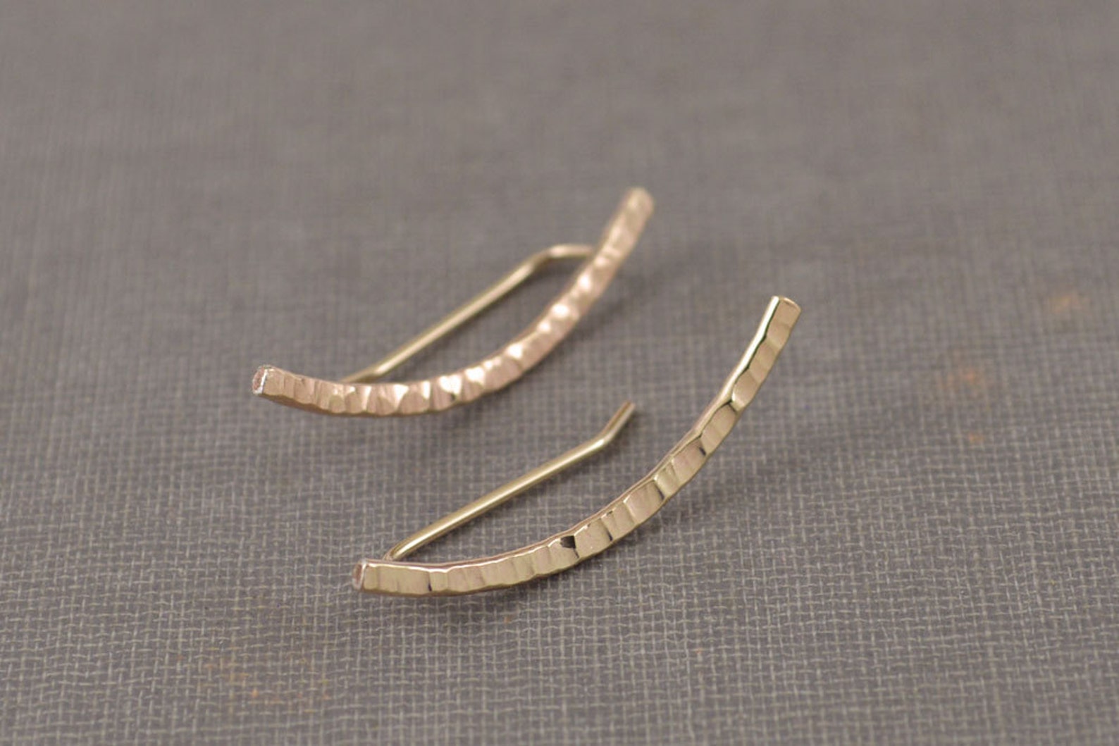 Gold Curved Ear Pins Ear Climbers Hammered Ear Cuffs - Etsy