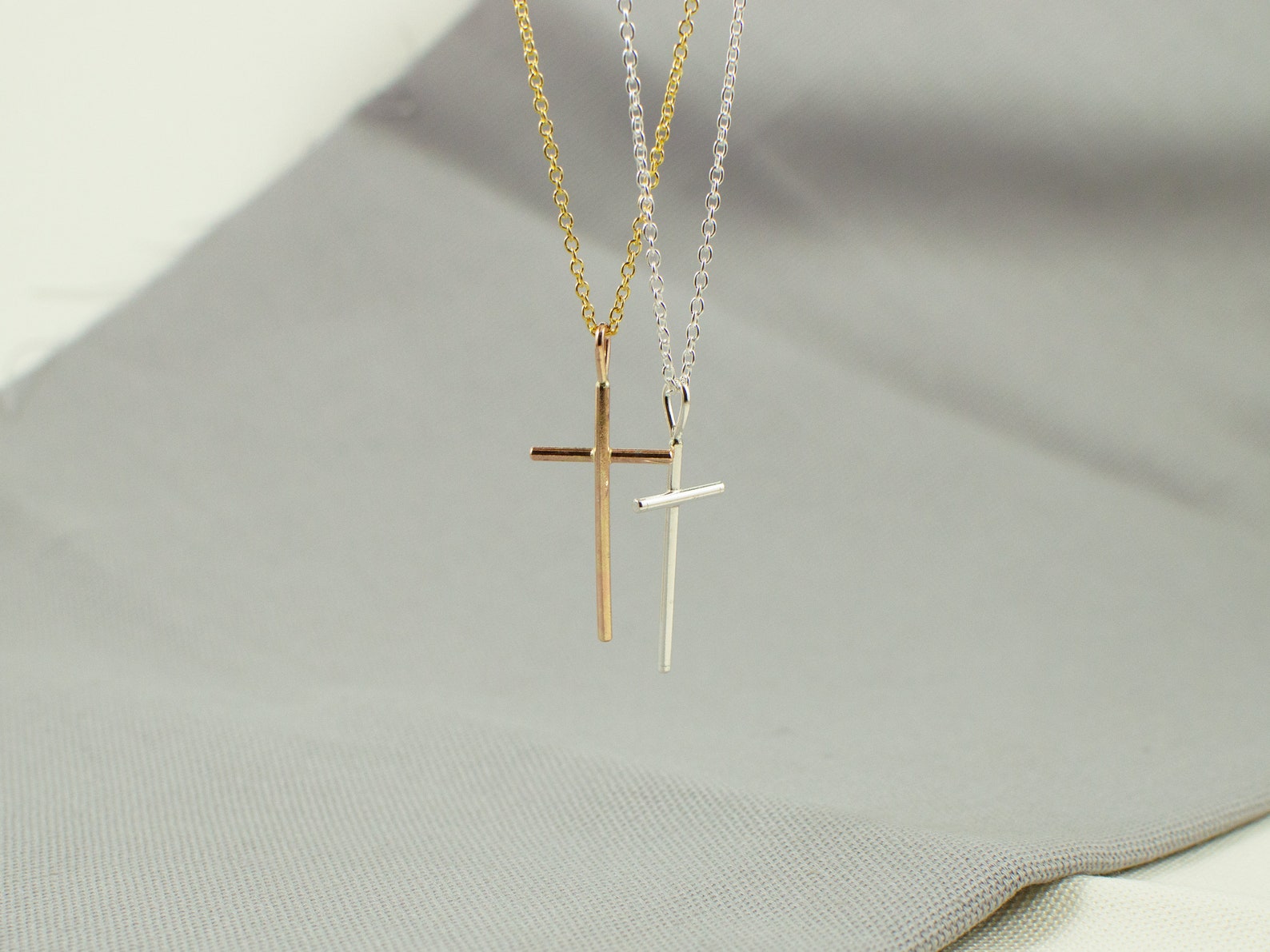Silver Cross Necklace Skinny Cross Necklace Cross Pendant - Etsy