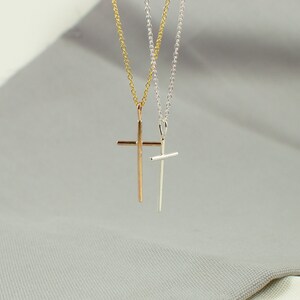 Silver Cross Necklace - Skinny Cross Necklace - Cross Pendant ...