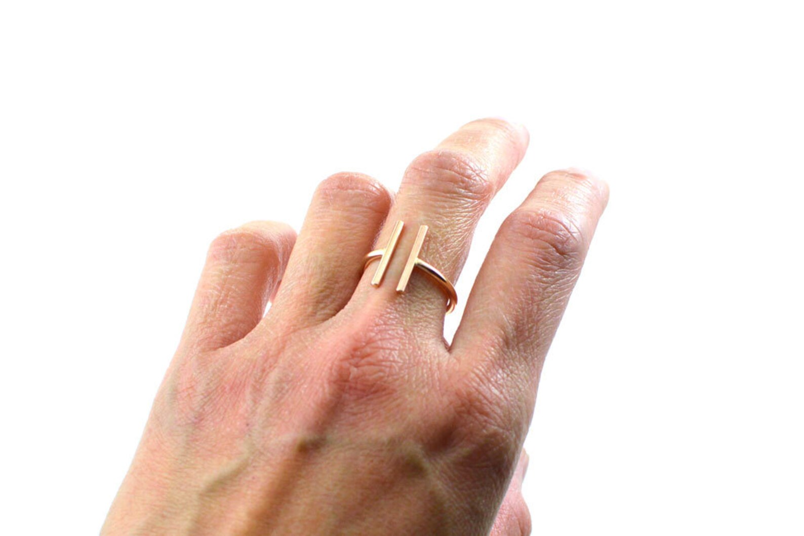 Gold Bar Ring Adjustable Bar Ring Minimalist Ring Double | Etsy