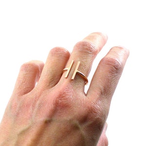 Gold Bar Ring - Adjustable Bar Ring - Minimalist Ring - Double Bar Ring ...