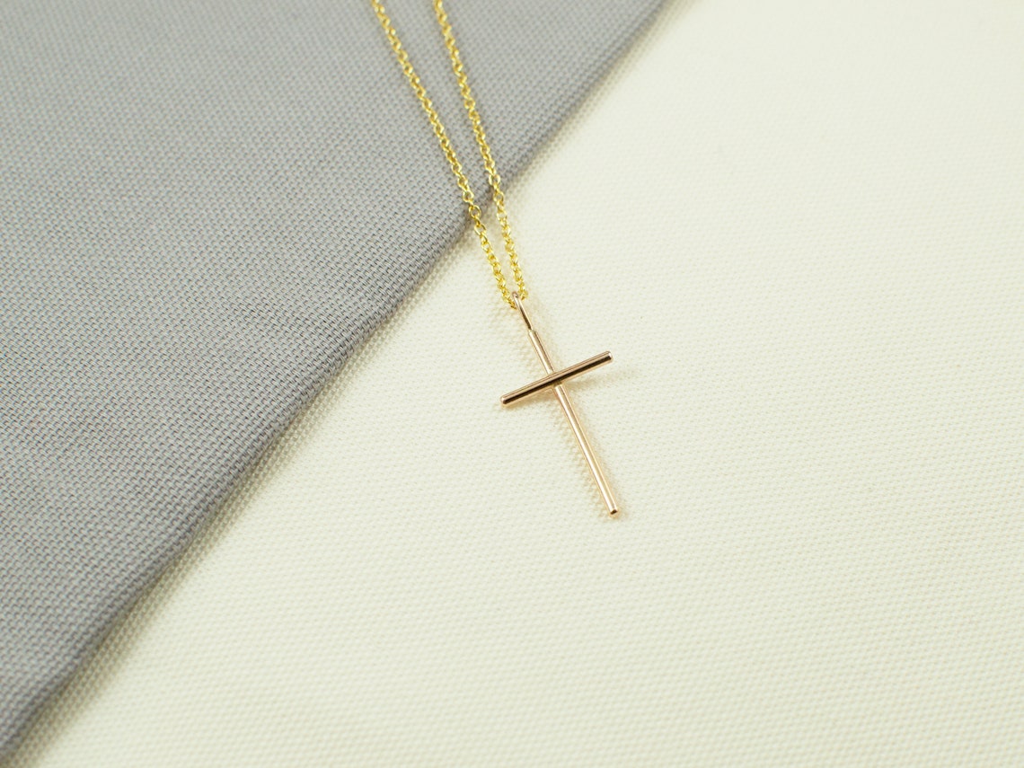 Silver Cross Necklace Skinny Cross Necklace Cross Pendant - Etsy