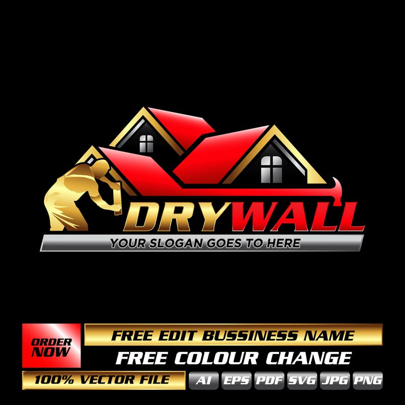 Modern Drywall Logo Design: Custom Home Improvement Business Logo ...