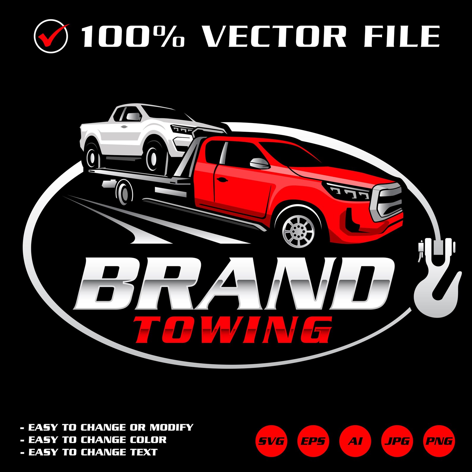 Custom Towing Service Logo | Roadside Assistance Editable Vector - Etsy