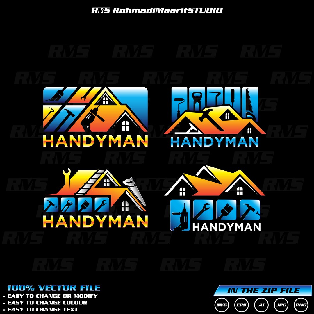 Handyman Logo Design: Editable Home Improvement Template - Etsy