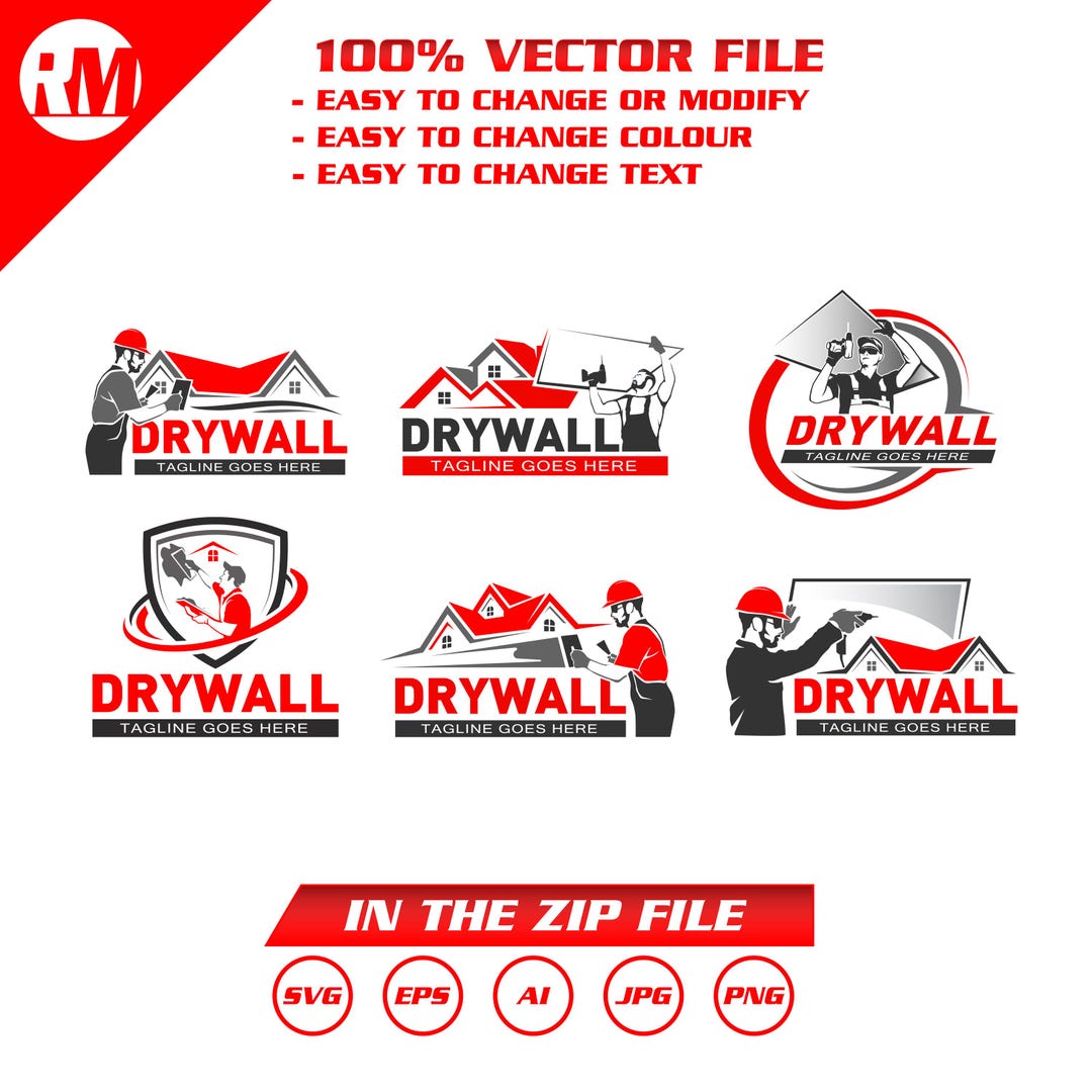 Custom Drywall Logo Design: Home Improvement, House Repair - Etsy