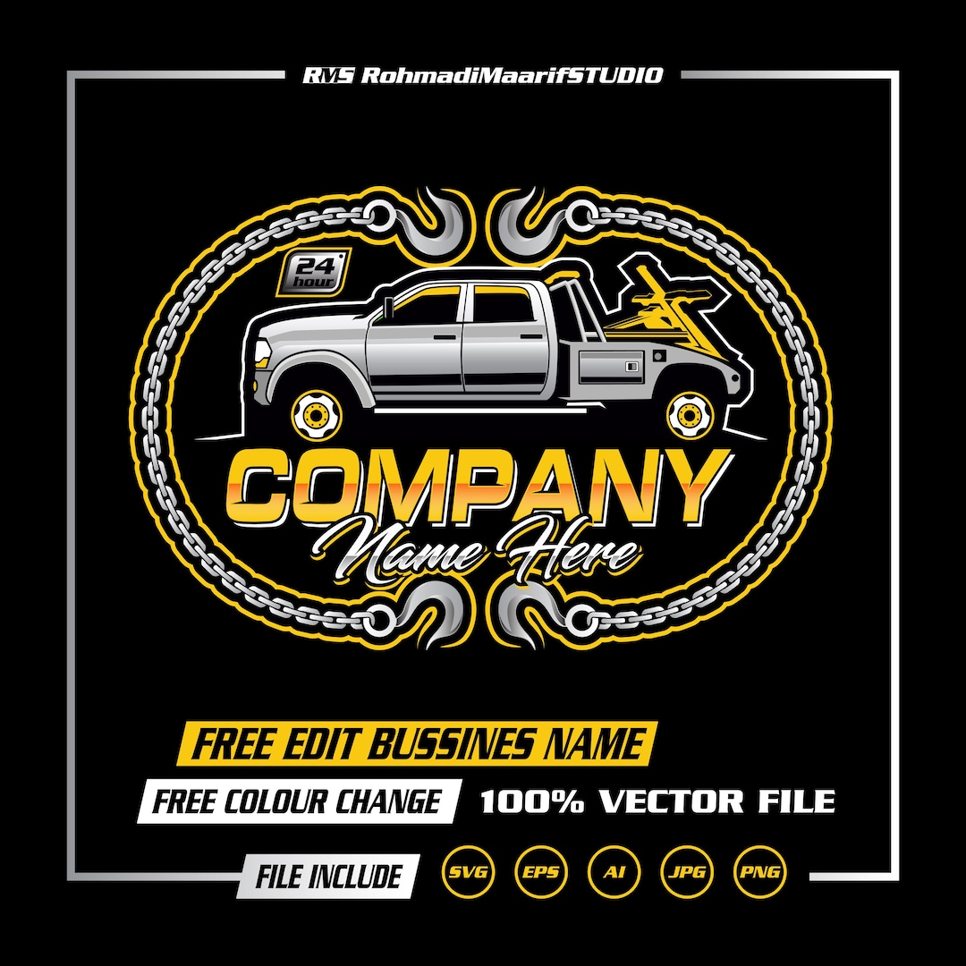 Tow Truck Logo Template: Towing Chain SVG, 18 Wheeler - Etsy
