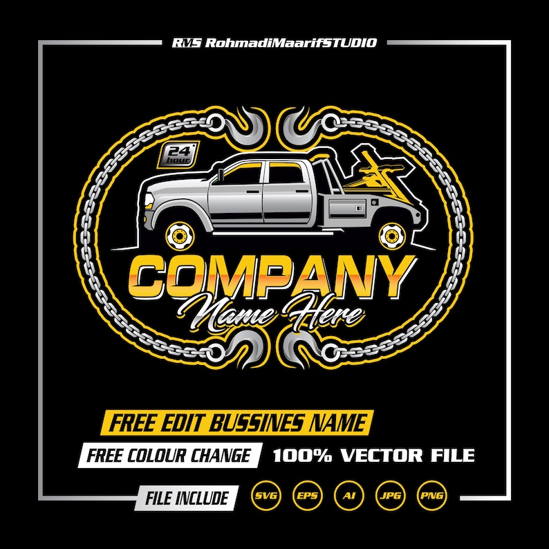 Tow Truck Logo Template: Towing Chain SVG, 18 Wheeler - Etsy