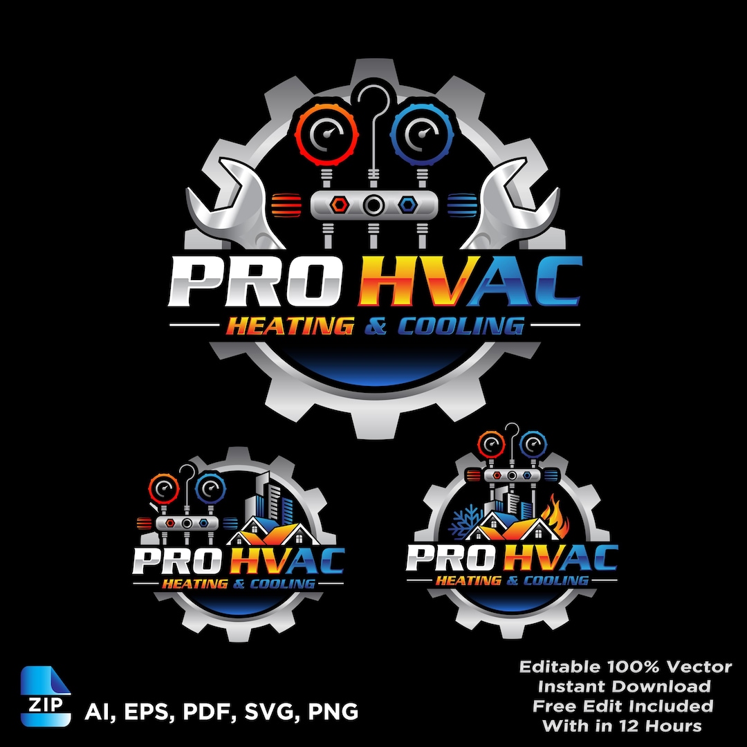 HVAC Logo Bundle – Heating & Cooling Business Branding (svg, Ai, Eps ...