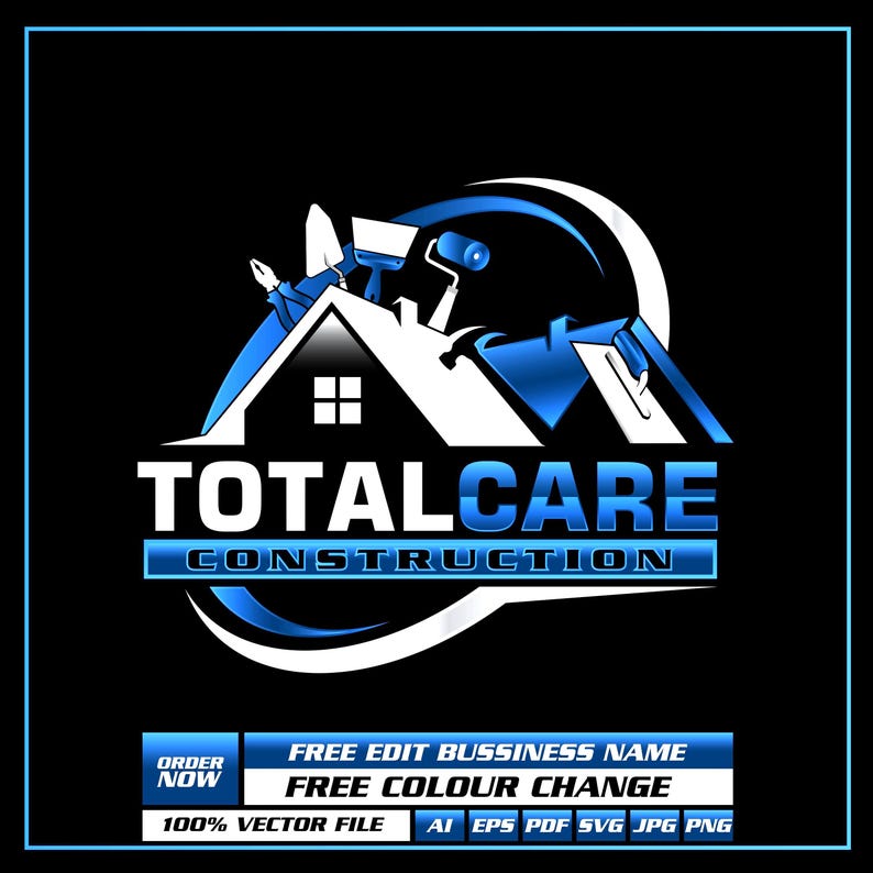 Renovation Logo | Roofing Contractor Logo | Handyman Branding Template ...