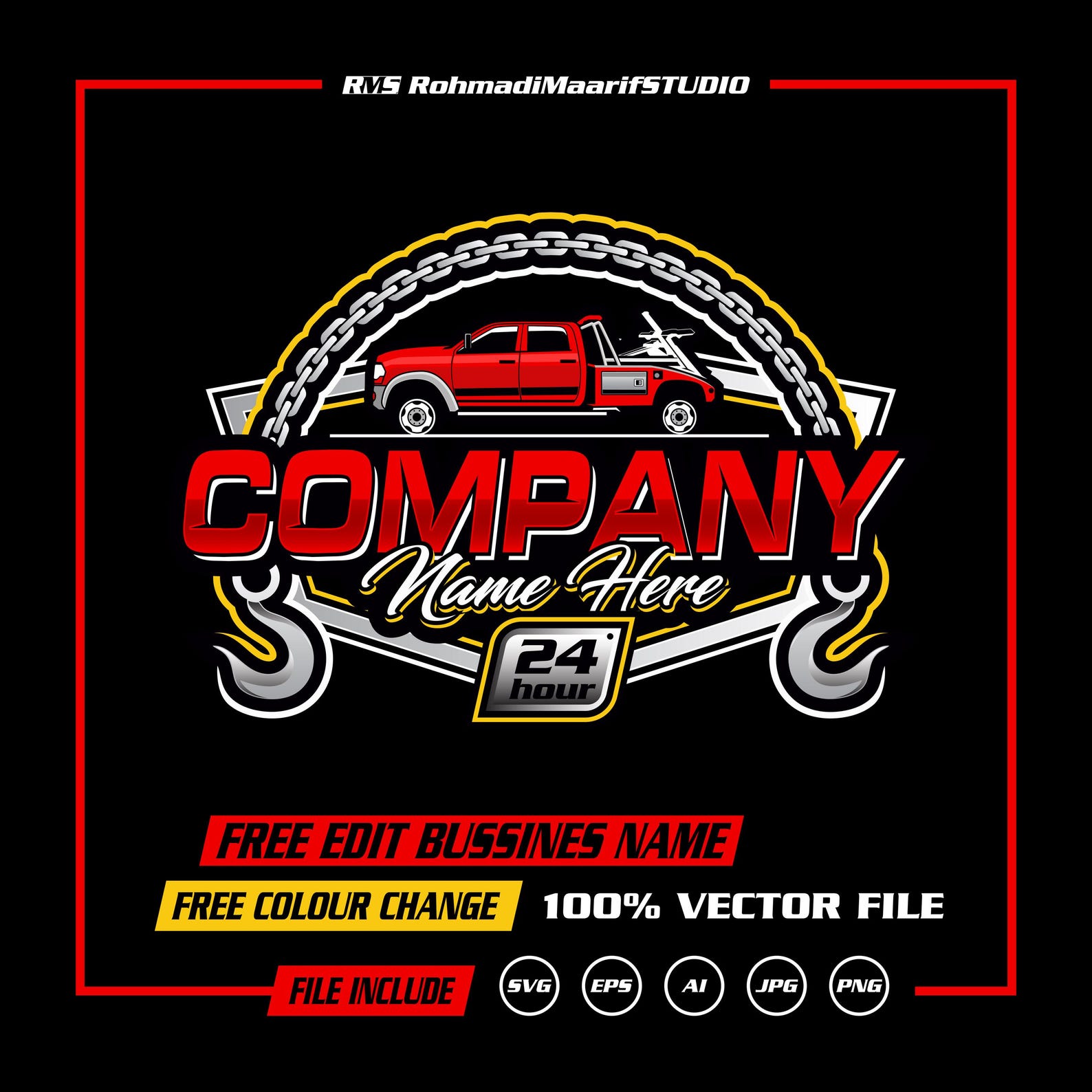 Tow Truck Logo Template: Towing Chain SVG, 18 Wheeler - Etsy