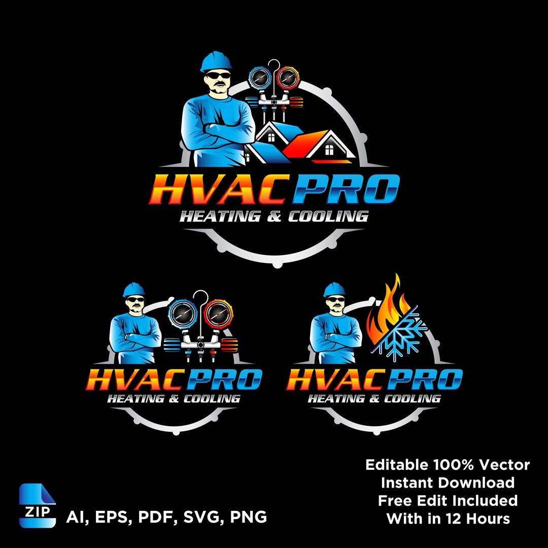 HVAC Logo Bundle: Heating & Cooling PNG SVG (digital Download) - Etsy