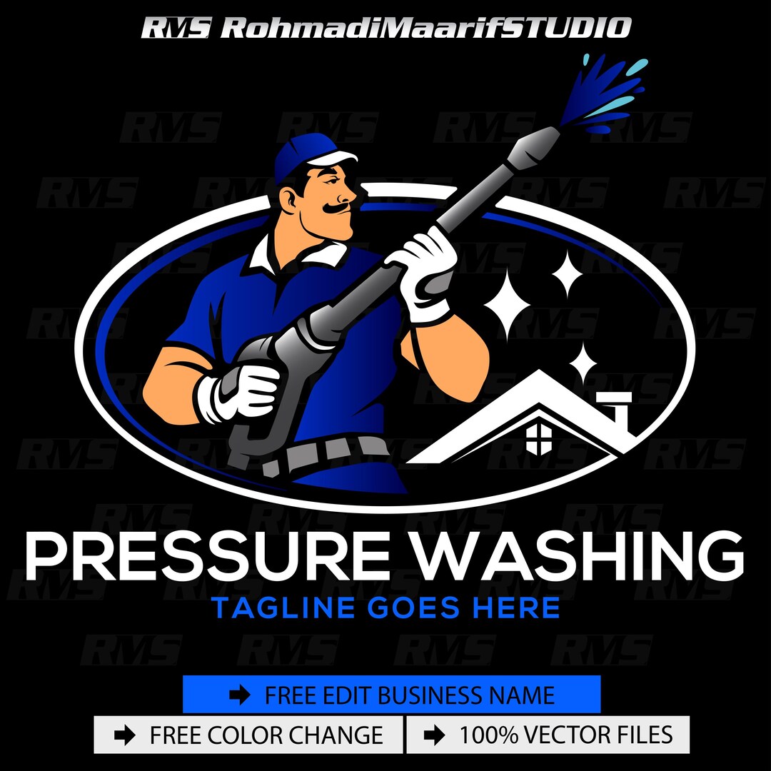 Modern Power Washing Logo: Pressure Washing, House Cleaning - Etsy