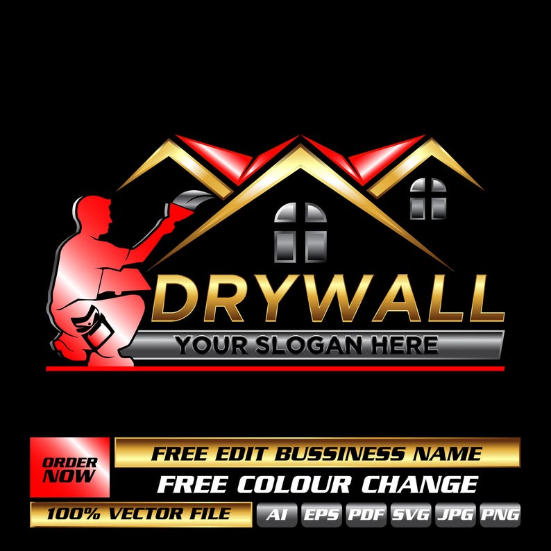 Modern Drywall Logo Design: Custom Home Improvement Business Logo ...