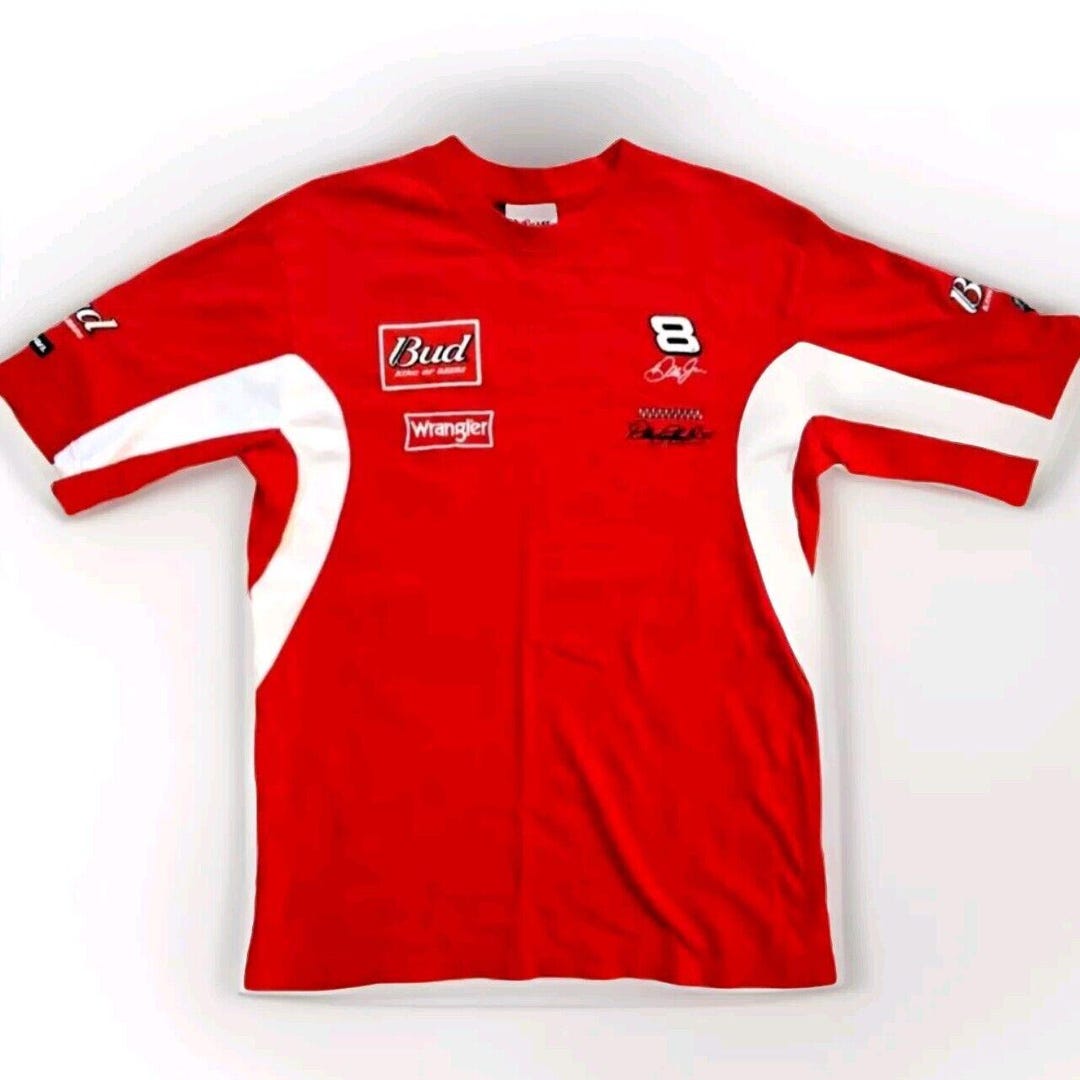 Vintage NASCAR DALE JR. Bud King of Beers Chase Authenitcs Tee Mens ...