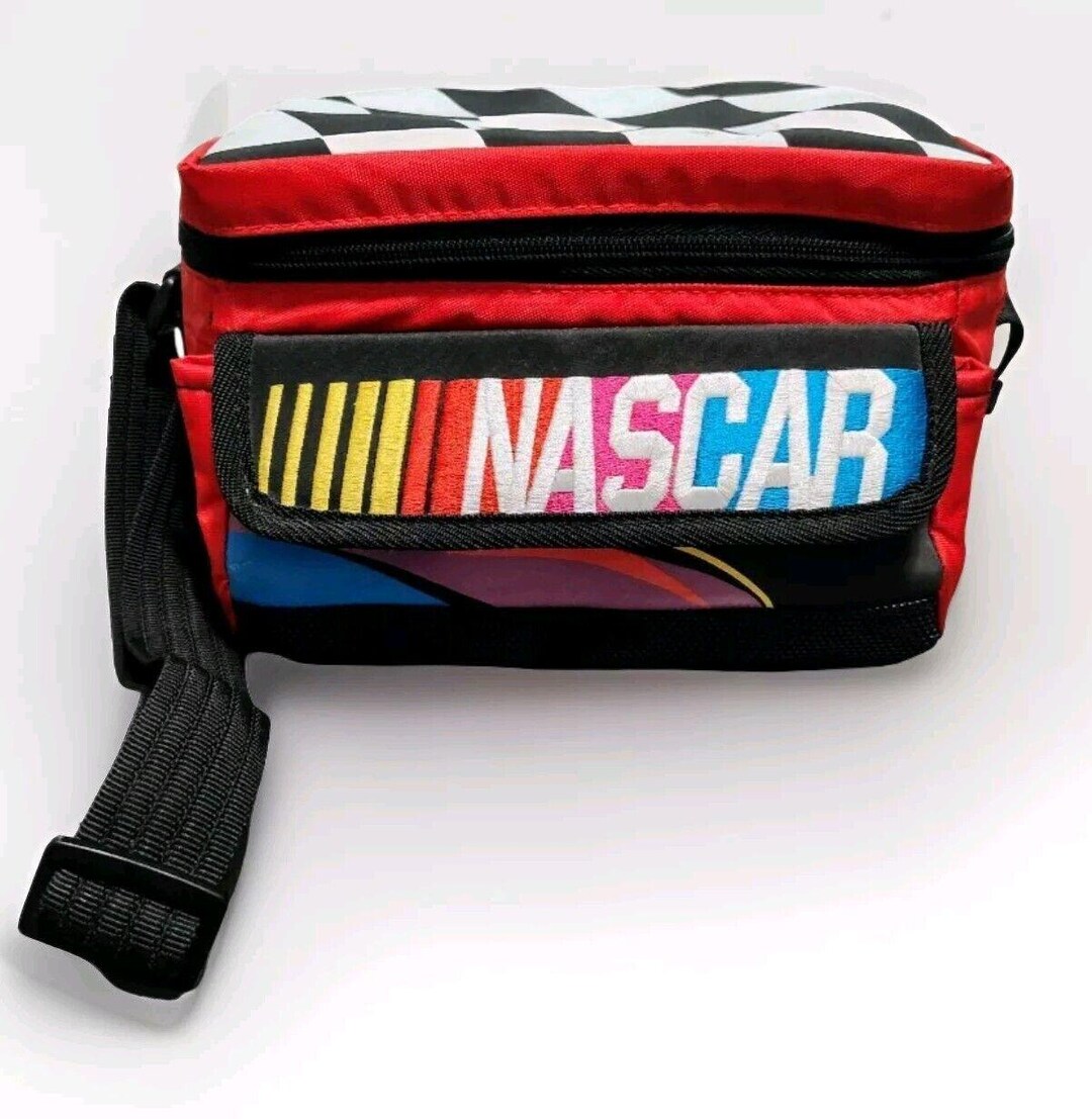 Vintage Nascar Cooler With Front and Back Pocket, Strap and Checkered ...