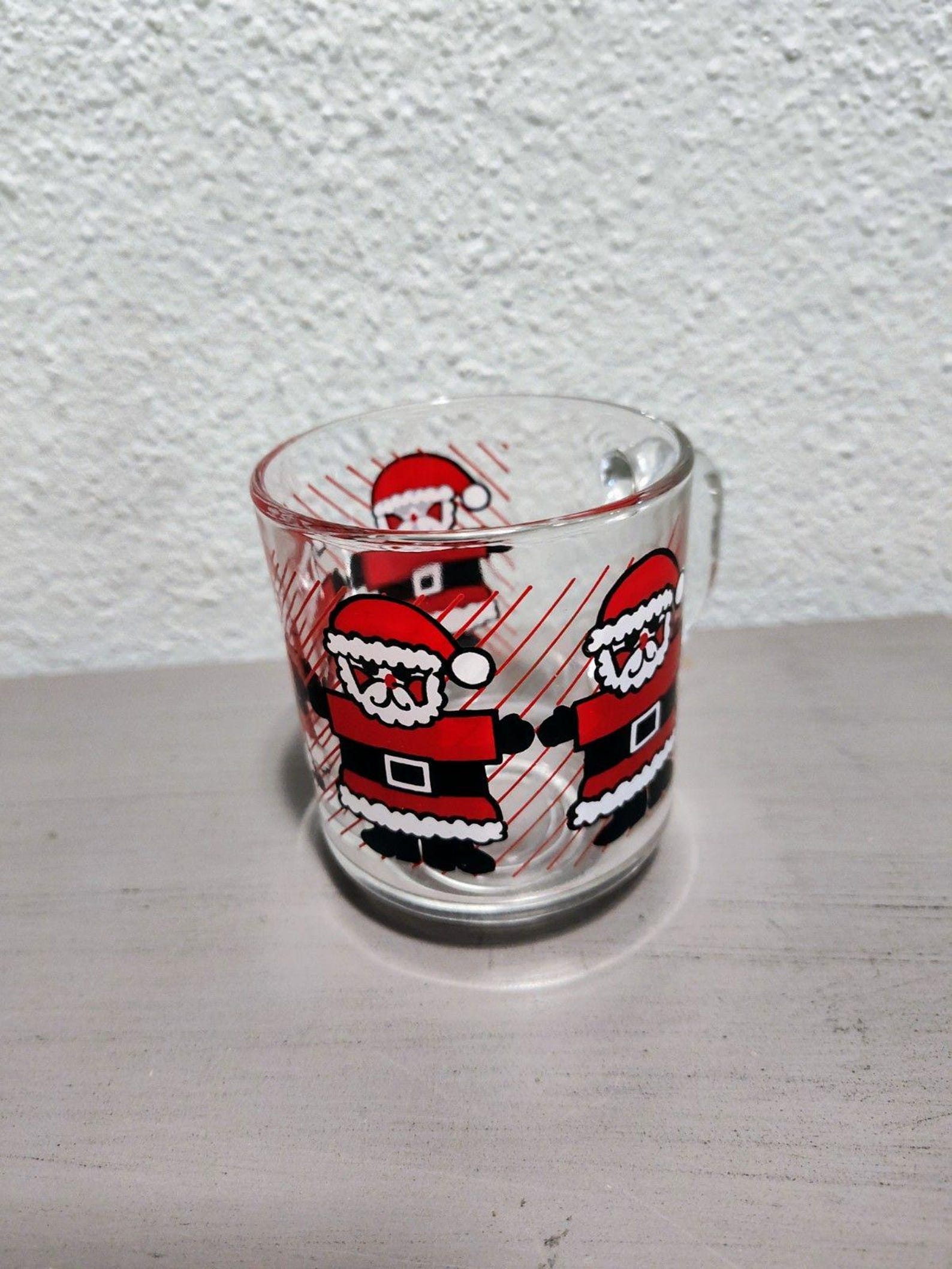Vintage Luminarc Santa Holiday Winter Glass Mug Cup - Etsy