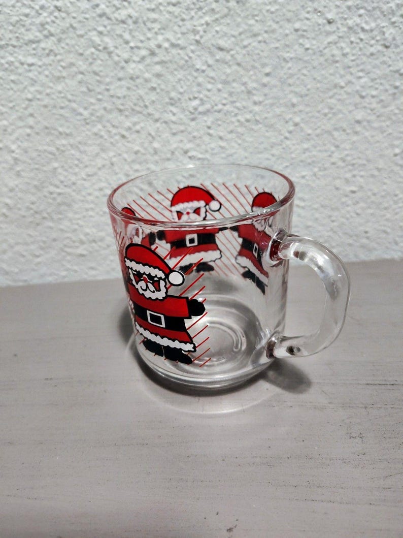 Vintage Luminarc Santa Holiday Winter Glass Mug Cup - Etsy