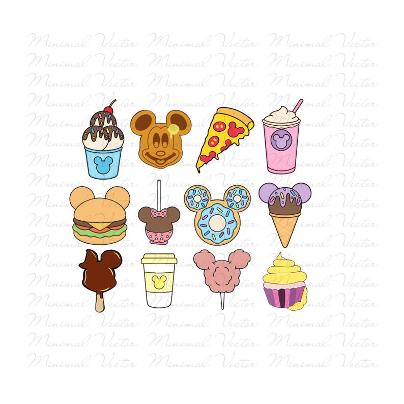 Disney Snacks PNG SVG Bundle – Cute Mickey Donut, Ice Cream, Cupcake ...