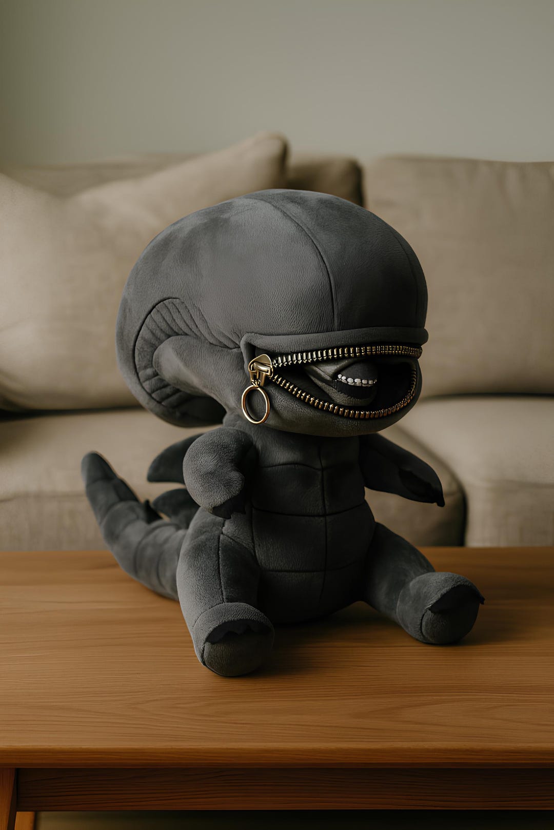 Cute Xenomorph Zipper Mouth Plush Doll Toy - Alien Movie Kawaii Monster ...