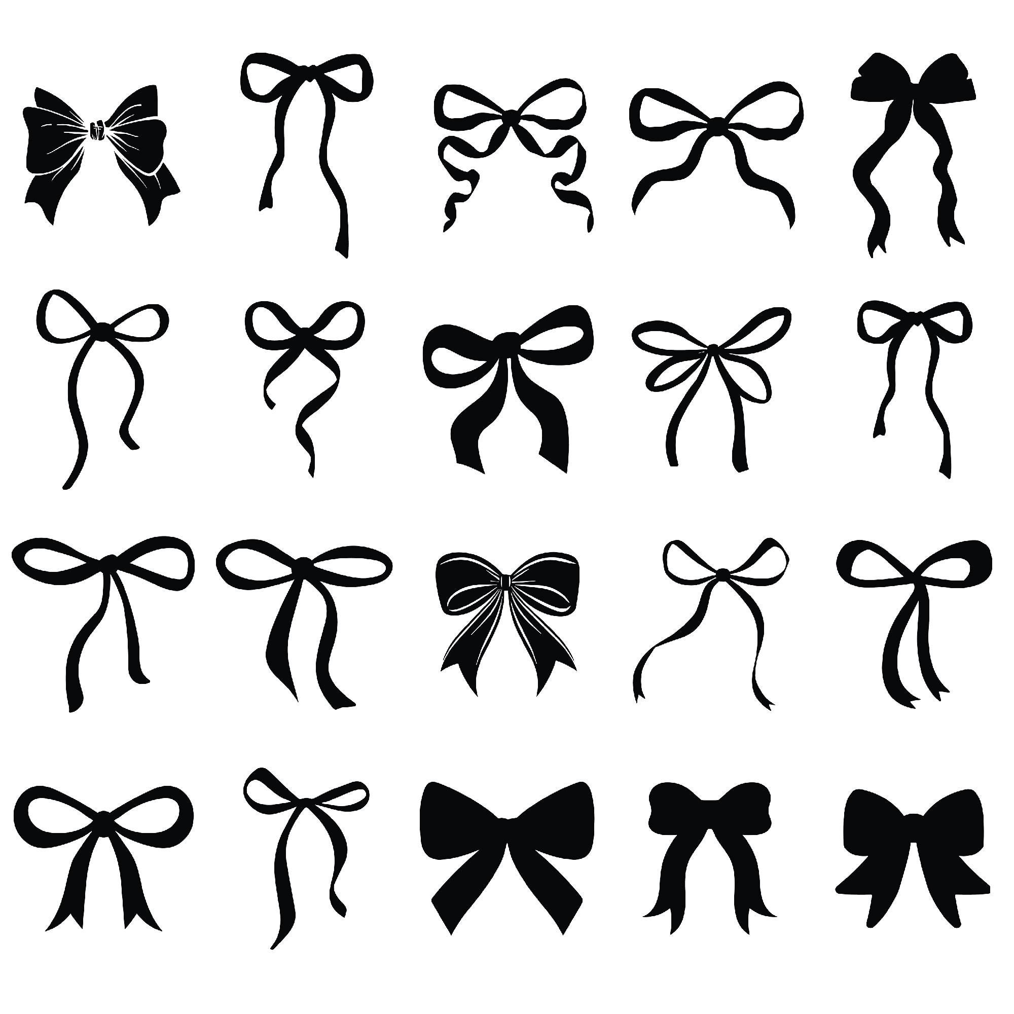Black Bow Svg Bundle, Ribbon Bow Svg, Coquette Bow Svg, Bow Tie Svg ...