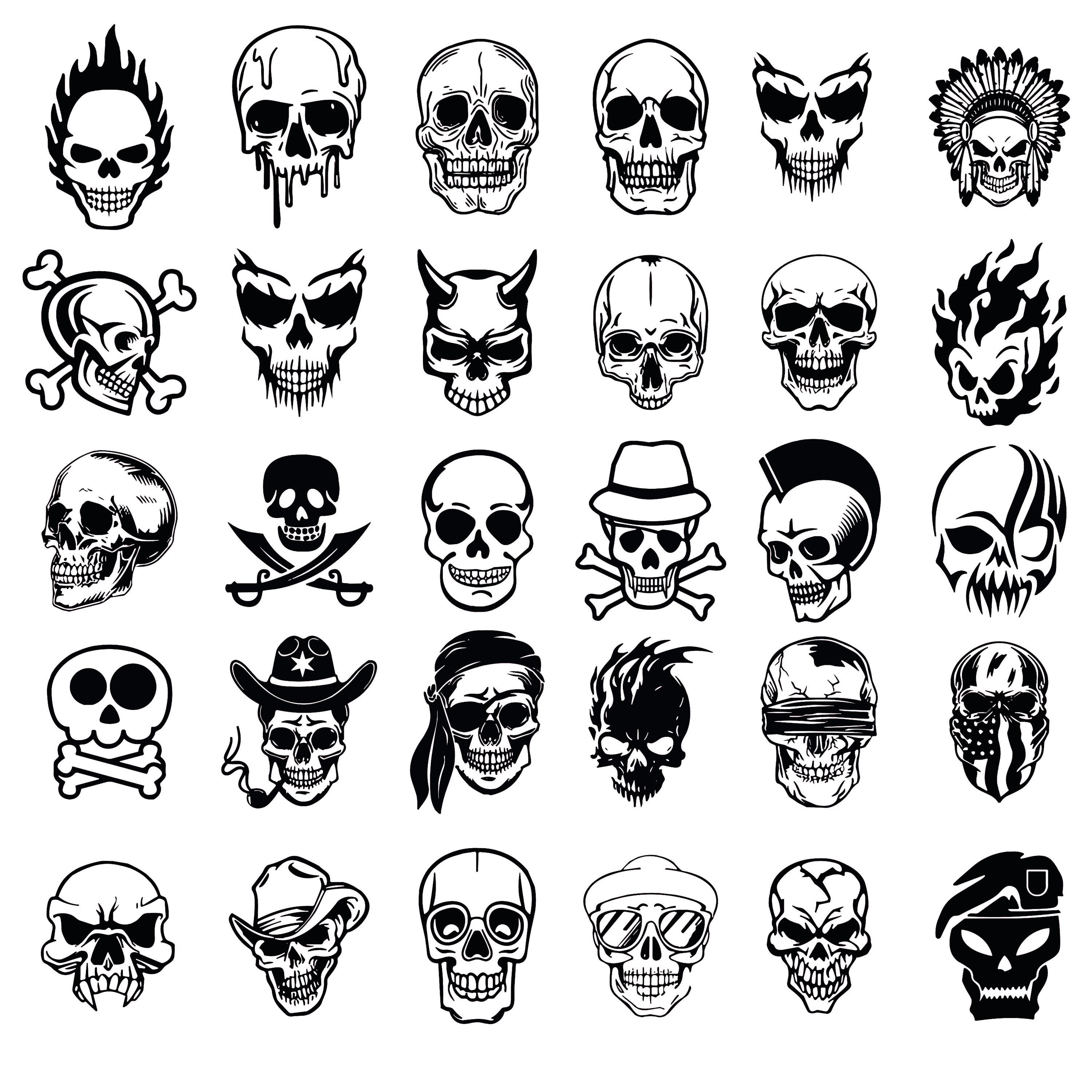Skull Svg Bundle, Skull Png, Sugar Skull Svg for Cricut, Punisher Skull ...