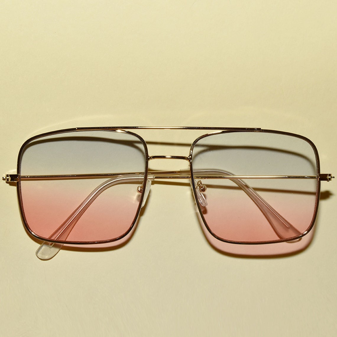 1970s Style Gold Rim Double Bridge Aviator Translucent Hue - Etsy