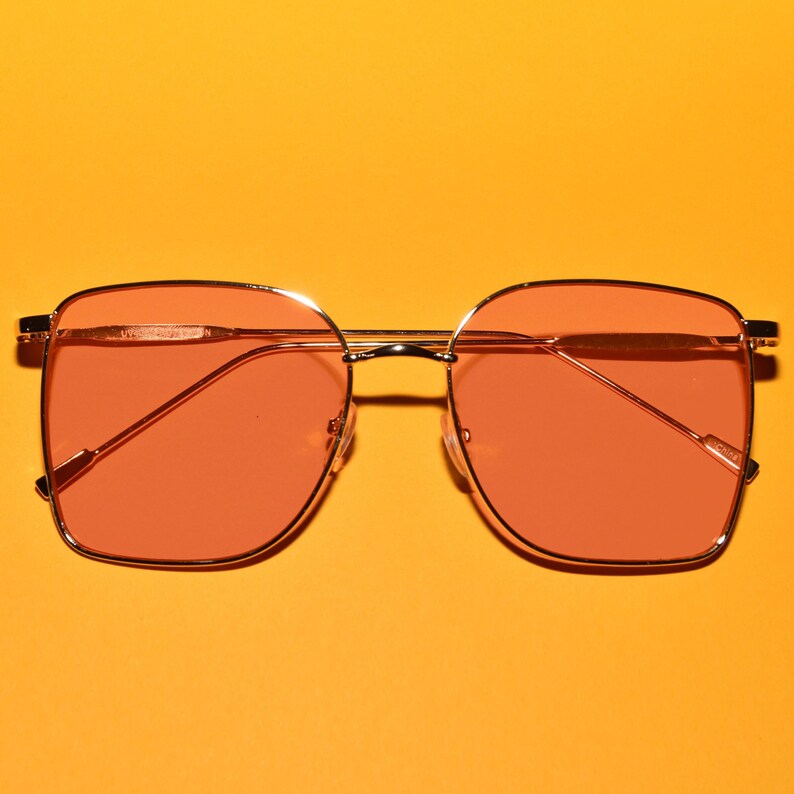 70s Style Gold Rim Translucent Color Hue Square Oversized - Etsy