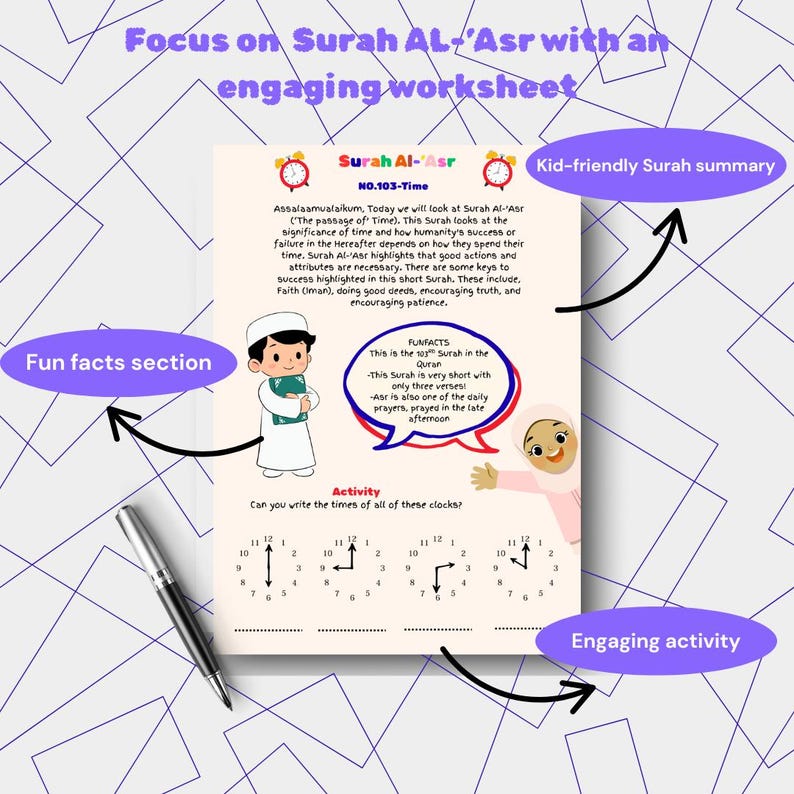 Surah Al-'asr Worksheet | Islamic Kids Activity | Muslim Homeschool ...