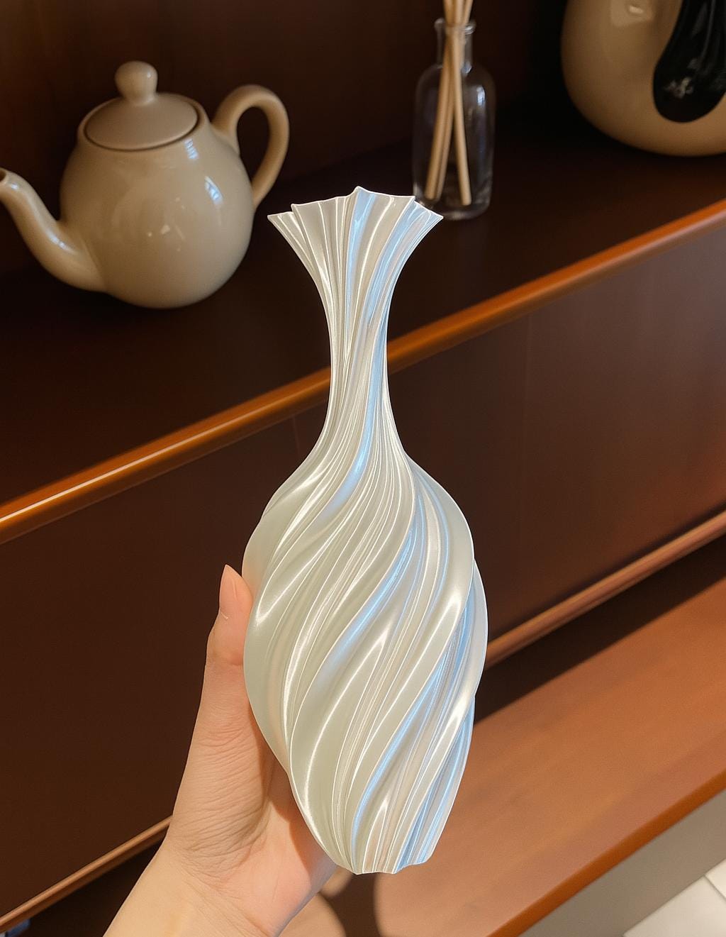 Flux | Silk-textured 3D Printed Decorative Vase – Minimalist Nordic PLA ...
