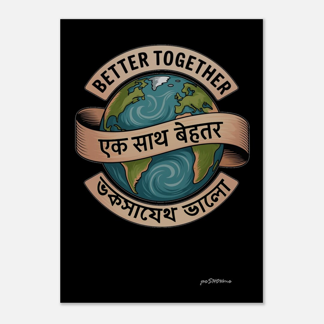 Better Together Poster - Unity Wall Art Featuring English, Hindi ...